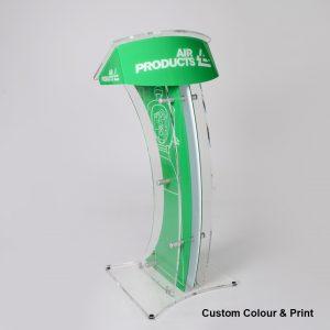 Contour Curved Lectern | Optional Glass Holder, Branding Wrap