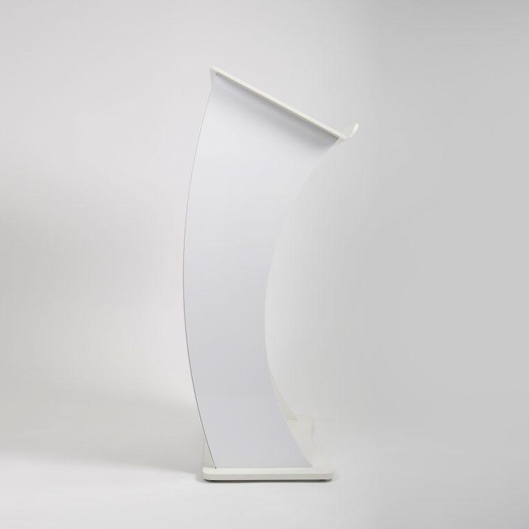 Acrylic Curved Lectern | Shelf & Branding Option | Luminati