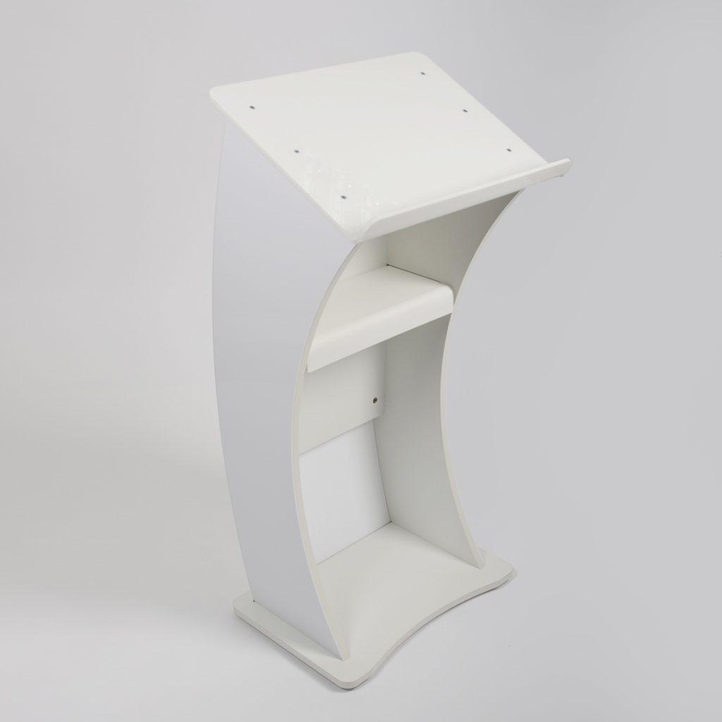 Acrylic Curved Lectern | Shelf & Branding Option | Luminati