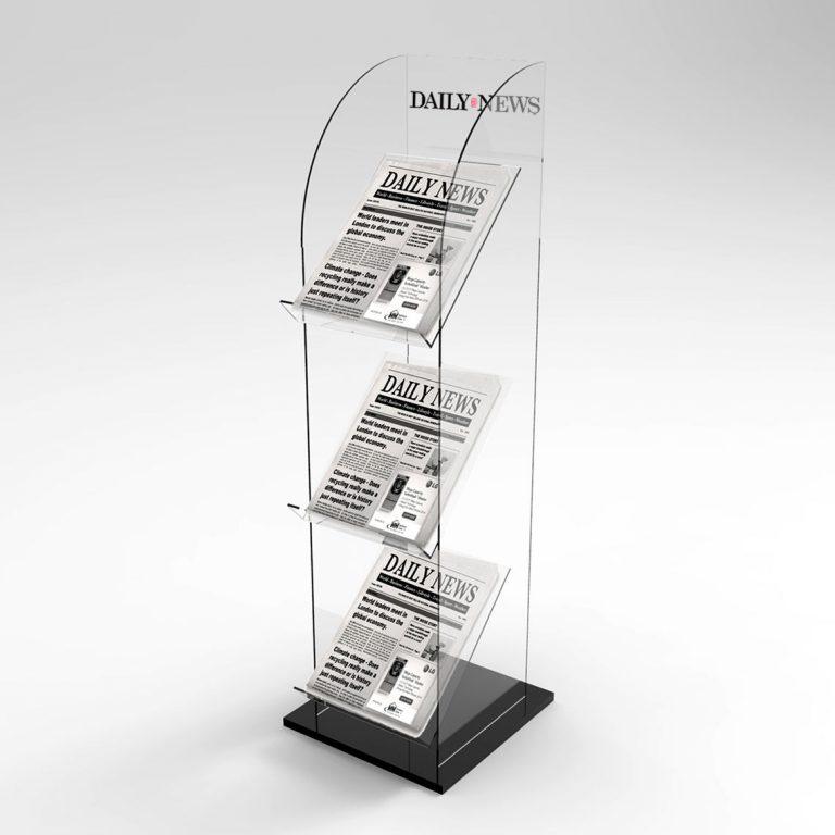 Acrylic Newspaper Display Stand | Tiered Rack | Luminati