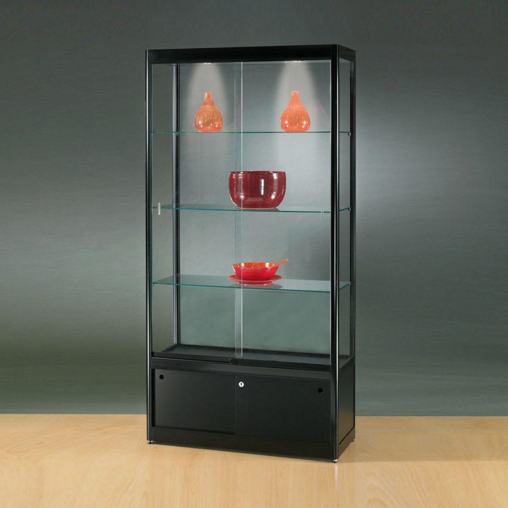 Glass Display Cabinet with Storage| Sliding Doors | Luminati