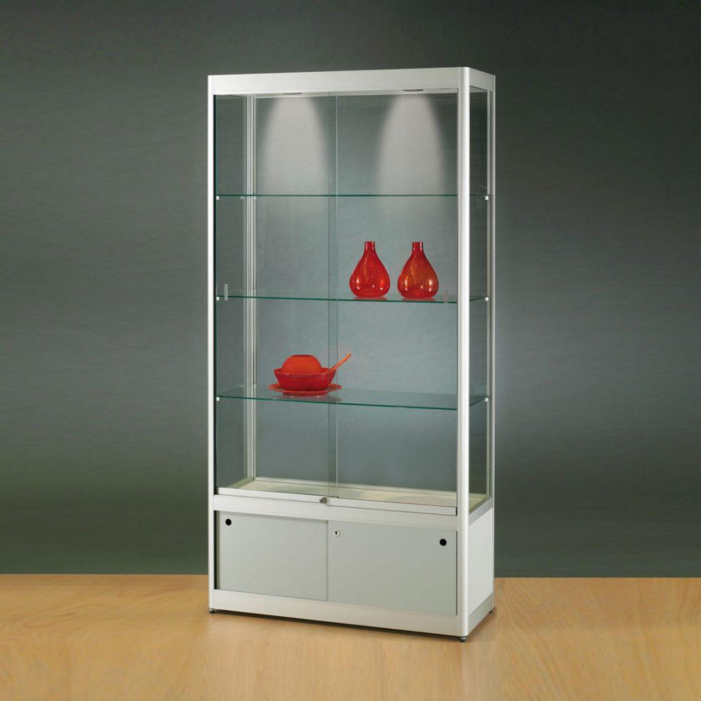 Glass Display Cabinet with Storage| Sliding Doors | Luminati