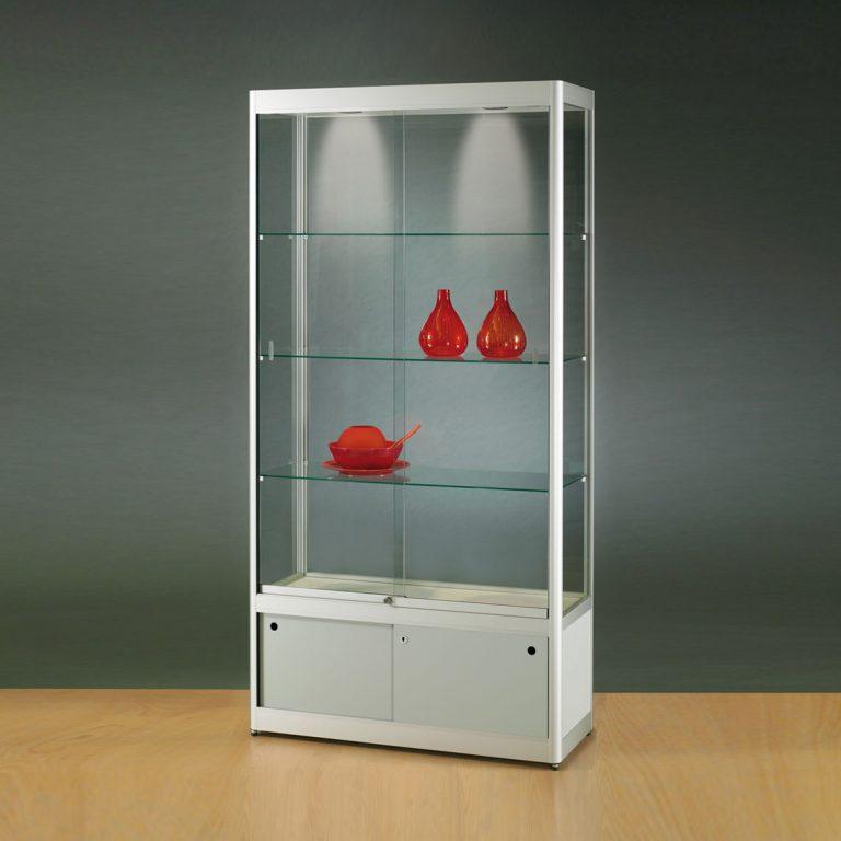 Glass Display Cabinet with Storage| Sliding Doors | Luminati