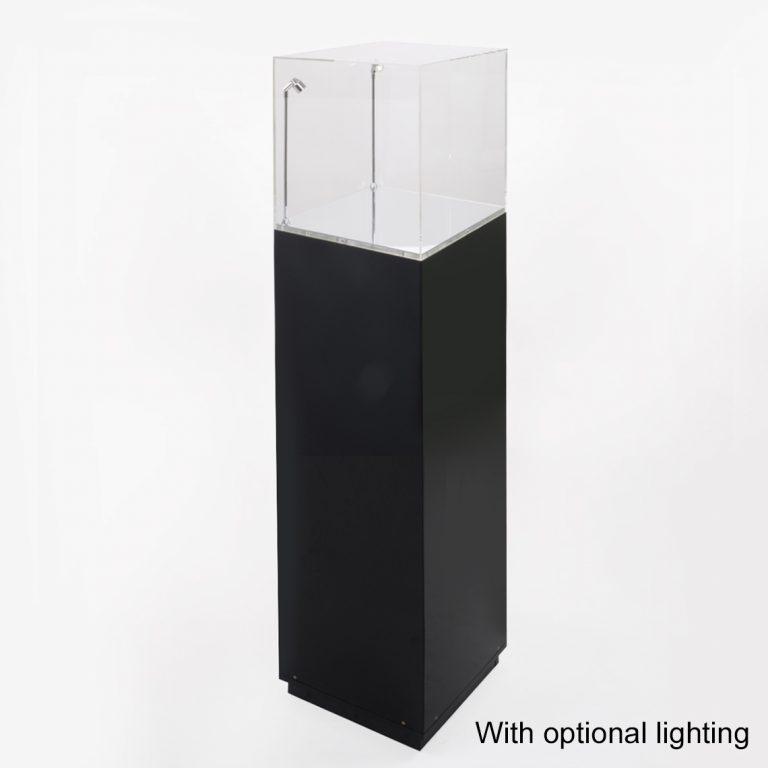 Weighted Plinth With Mirrored Top and Clear Display Case | Lockable