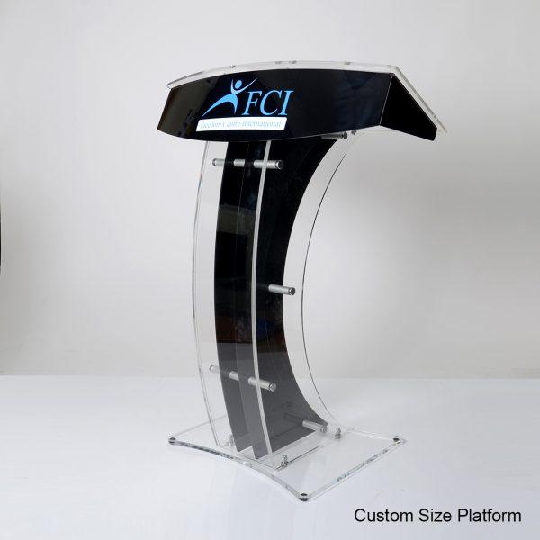 Contour Curved Lectern | Optional Glass Holder, Branding Wrap