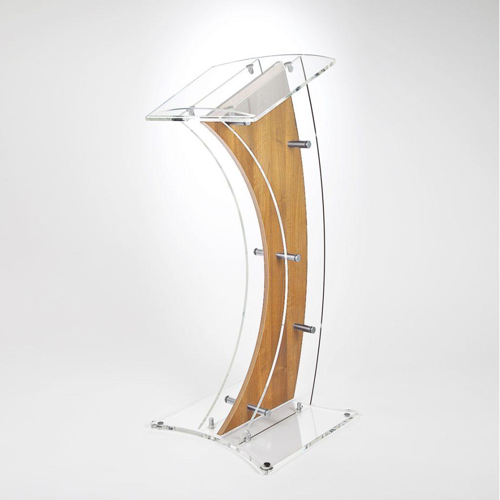 Contour Curved Lectern | Optional Glass Holder, Branding Wrap