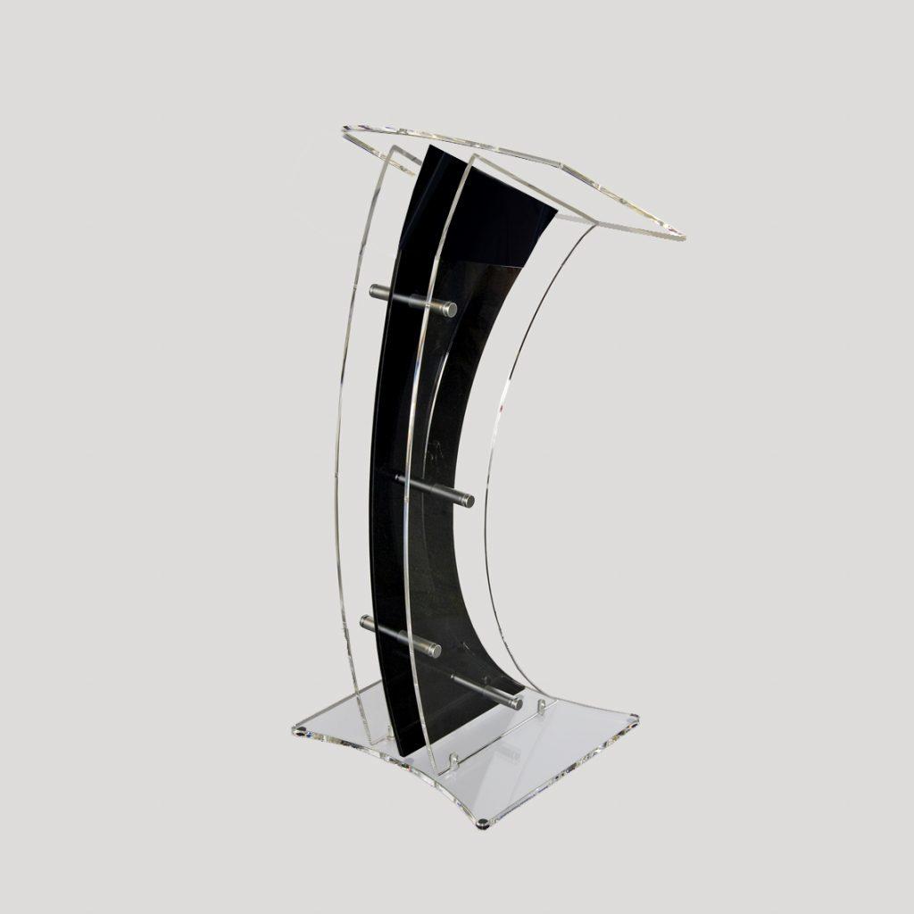 Contour Curved Lectern | Optional Glass Holder, Branding Wrap