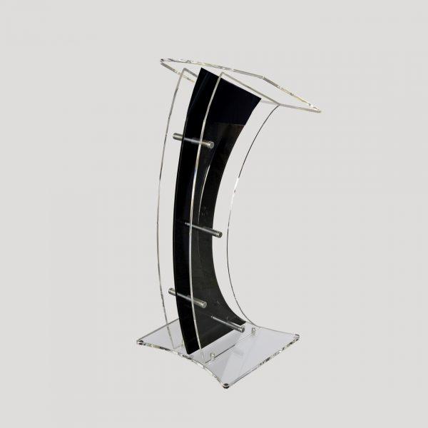 Contour Curved Lectern | Optional Glass Holder, Branding Wrap