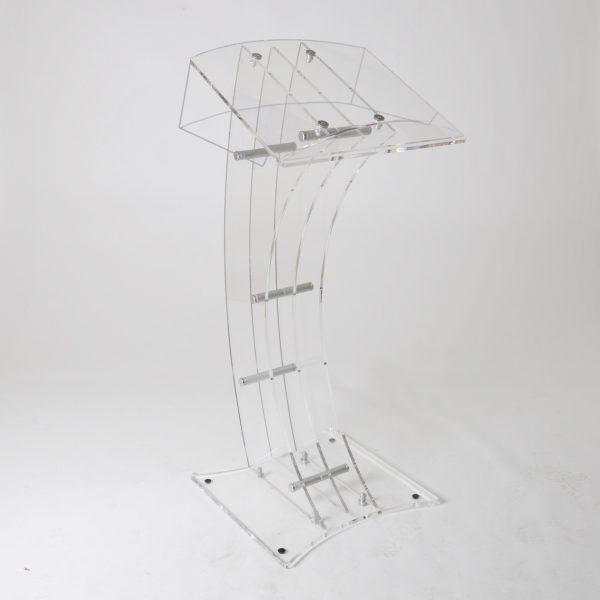 Contour Curved Lectern | Optional Glass Holder, Branding Wrap