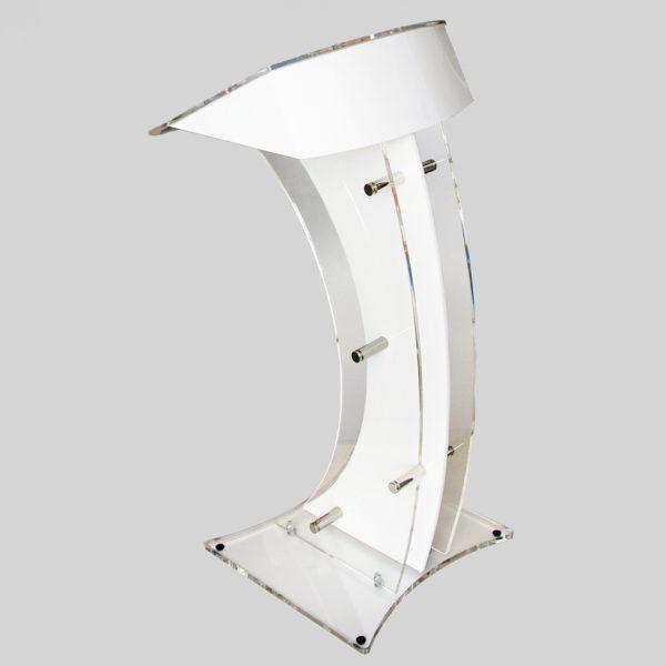 Contour Curved Lectern | Optional Glass Holder, Branding Wrap