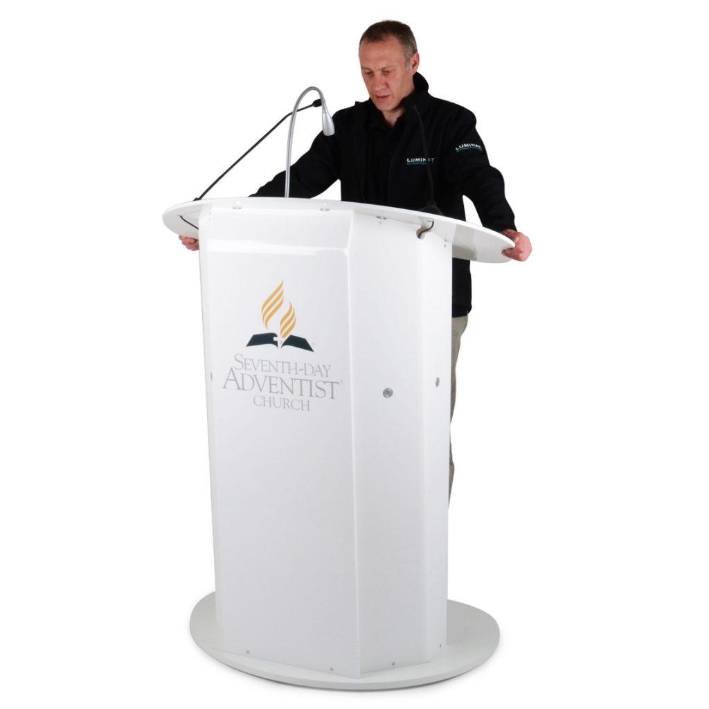 White Lectern | Luminati Display Solutions