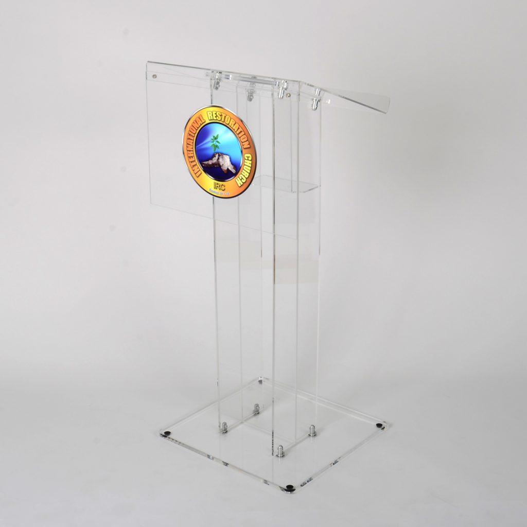 Acrylic Lectern with Logo Printing | Optional Shelf | Luminati