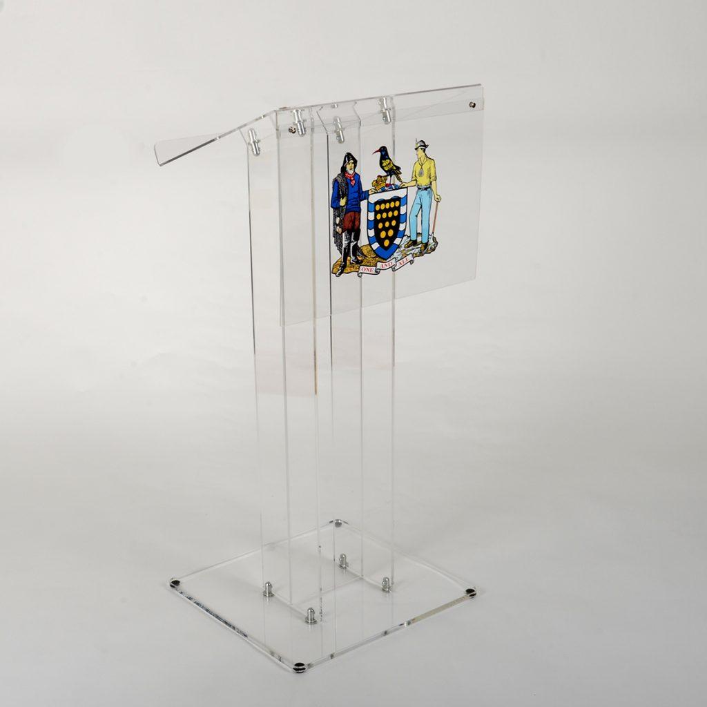 Acrylic Lectern with Logo Printing | Optional Shelf | Luminati