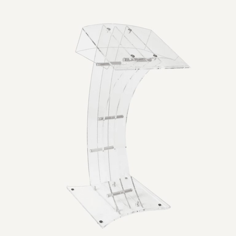 Contour Curved Lectern | Optional Glass Holder, Branding Wrap