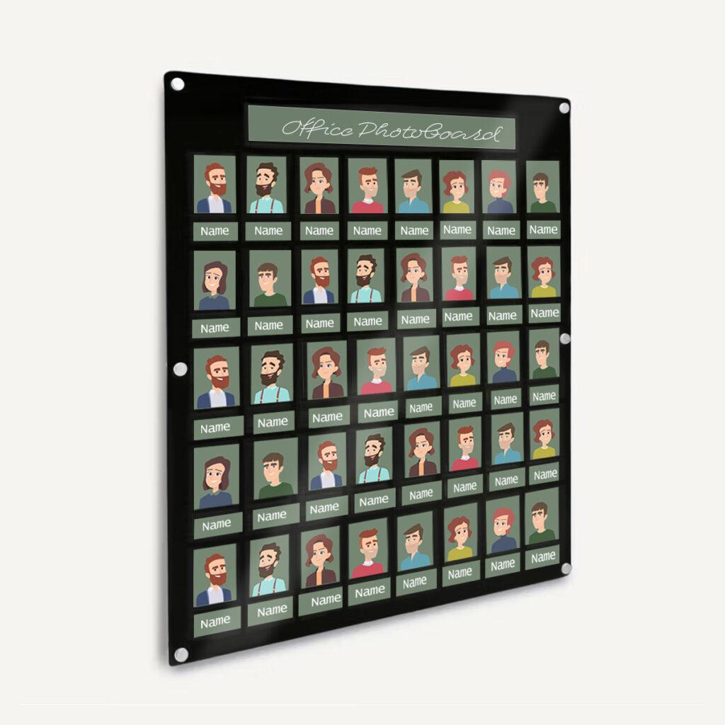 Staff Photo Board with Name Pockets | Up to 60 Photos