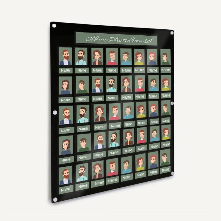 Staff Photo Board with Name Pockets | Up to 60 Photos