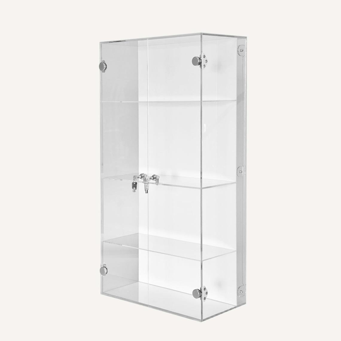 Wall Mounted Display Cases With Glass Doors Grey Frosted Glass Fronted