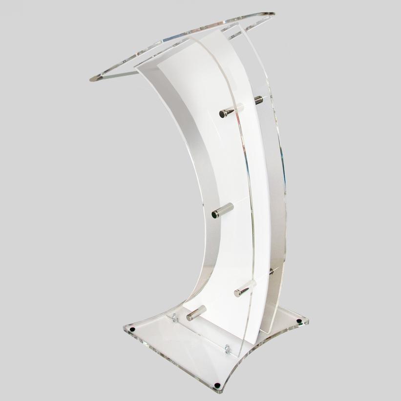 Contour Curved Lectern | Optional Glass Holder, Branding Wrap