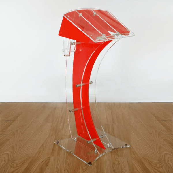 Contour Curved Lectern | Optional Glass Holder, Branding Wrap
