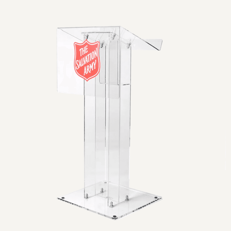 Acrylic Lectern with Logo Printing | Optional Shelf | Luminati