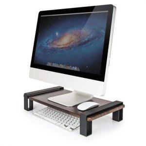 Modern Wood Monitor Riser Stand with Metal Frame
