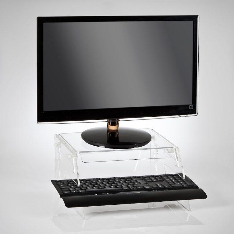Height Adjustable Monitor Stand With Keyboard Tray | Desk Accessories