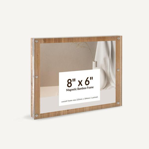 Magnetic Photo Block Frame with Bamboo Back - Free Standing | Luminati