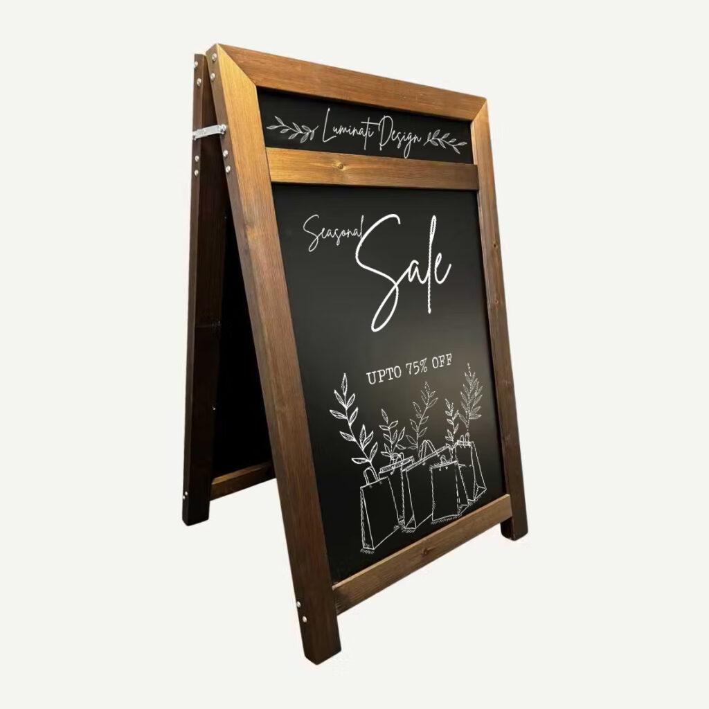 Wooden Chalkboard A-Board With Header | Luminati