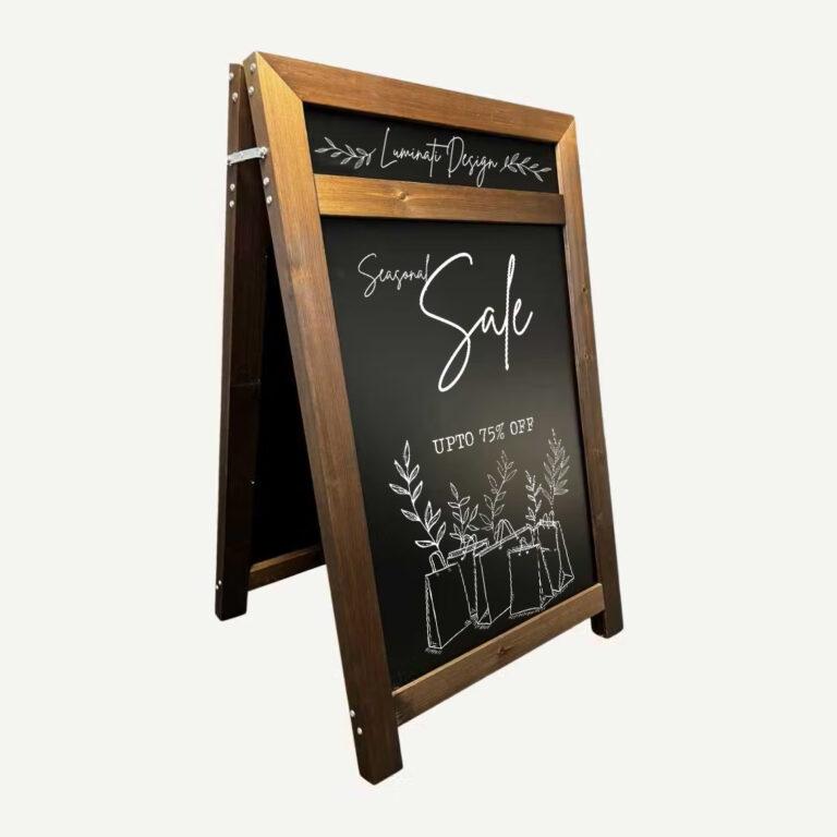 Wooden Chalkboard A-Board With Header | Luminati